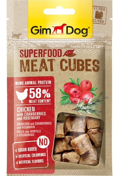 Gimdog Ödül Cubes Tavuk Kızılcık Biberiye 40 gr Gimdog Ödül Cubes Tavuk Kızılcık Biberiye 40 gr