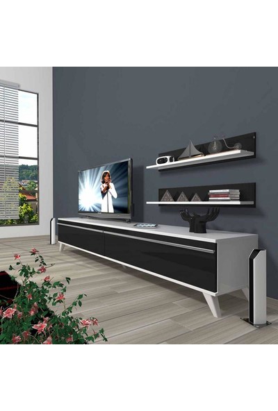 Decoraktiv Eko 4 Mdf Std Retro Tv Ünitesi Tv Sehpası Beyaz Siyah Decoraktiv Eko 4 Mdf Std Retro Tv Ünitesi Tv Sehpası Beyaz Siyah