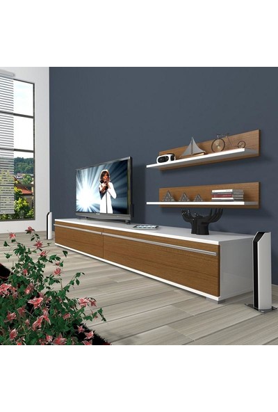 Decoraktiv Eko 4 Mdf Std Tv Ünitesi Tv Sehpası Beyaz Ceviz