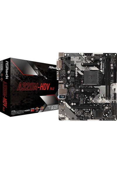 Asrock A320M-HDVR4 AMD A320 3200+MHz (OC) DDR4 Socket AM4 mATX Anakart (ASRA320M-HDVR4) Asrock A320M-HDVR4 AMD A320 3200+MHz (OC) DDR4 Socket AM4 mATX Anakart (ASRA320M-HDVR4)