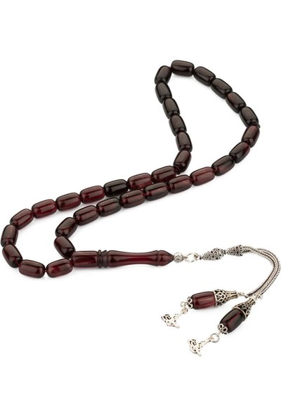 Anı Yüzük Çift Tuğra Püsküllü Koyu Renk Sıkma Kehribar Tesbih Anı Yüzük Çift Tuğra Püsküllü Koyu Renk Sıkma Kehribar Tesbih