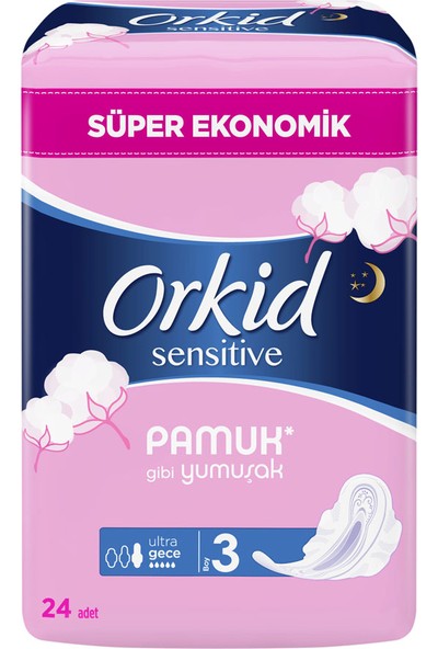 Orkid Sensitive Hijyenik Ped Gece Süper Eko. 20 Orkid Sensitive Hijyenik Ped Gece Süper Eko. 20