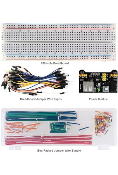Keyestudio 830 Tie-Points Breadboard + Breadboard Güç Modülü + Breadboard Tel 65 + 140 Jumper Tel Paketi Keyestudio 830 Tie-Points Breadboard + Breadboard Güç Modülü + Breadboard Tel 65 + 140 Jumper Tel Paketi