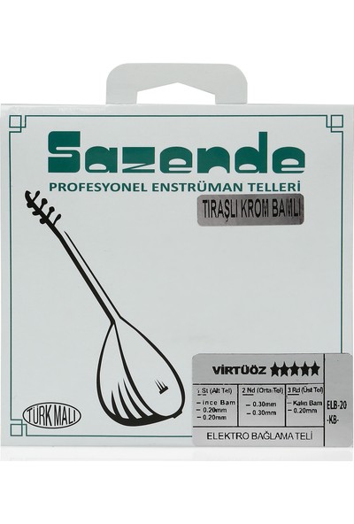 Sazende 0.20 mm Siyah Çelik Tel + Krom Bamlı Elektro Bağlama Teli