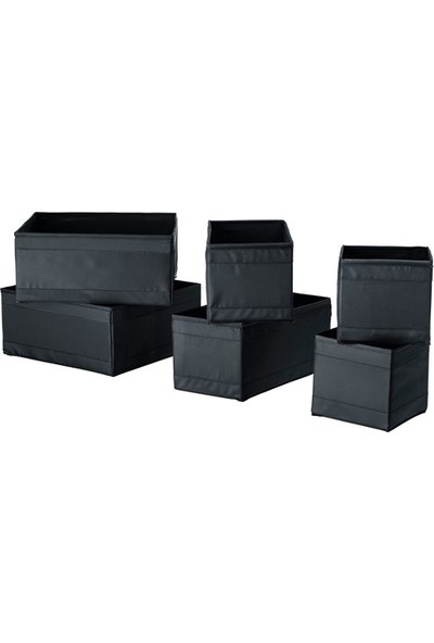 Skubb Dolap Şifonyer Çekmece İçi Düzenleyici Kutu - 6 Parça - Siyah Renk