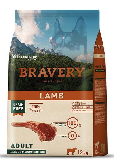 Bravery Yetişkin Köpek Maması Kuzu Etli Büyük/Orta Taneli 12Kg. - Adult Lamb Large/Med Breeds 12Kg. Bravery Yetişkin Köpek Maması Kuzu Etli Büyük/Orta Taneli 12Kg. - Adult Lamb Large/Med Breeds 12Kg.
