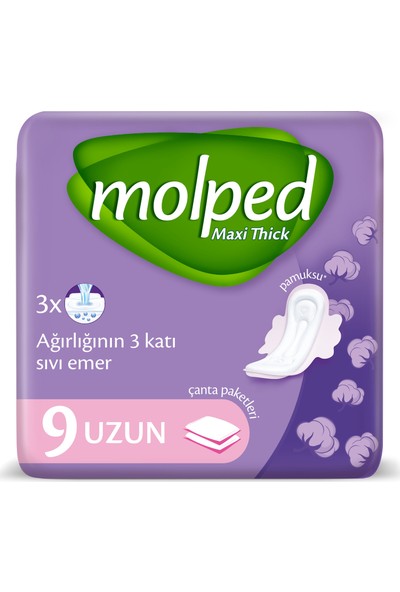 Molped Kalın Ped Tekli Sargılı Paket Uzun 9 Adet Molped Kalın Ped Tekli Sargılı Paket Uzun 9 Adet