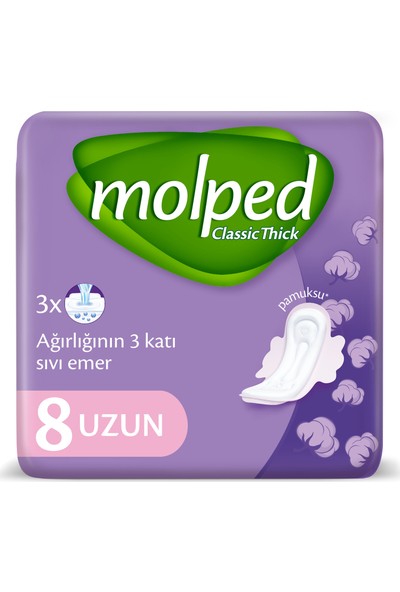 Molped Kalın Ped Klasik Uzun 8 Adet Molped Kalın Ped Klasik Uzun 8 Adet