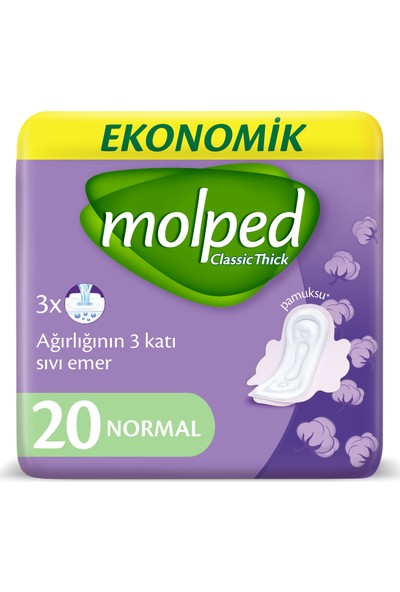 Molped Kalın Ped Klasik Normal Ekonomik 20 Adet Molped Kalın Ped Klasik Normal Ekonomik 20 Adet