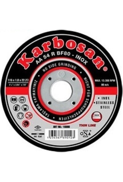 Karbosan Metal Kesici Disk 115X1X22 Mm İnox (25 Adet)