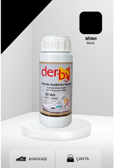 Derby Kanvas - Bez - Kumaş Ayakkabı Akrilik Boya 100 ml - Siyah Derby Kanvas - Bez - Kumaş Ayakkabı Akrilik Boya 100 ml - Siyah