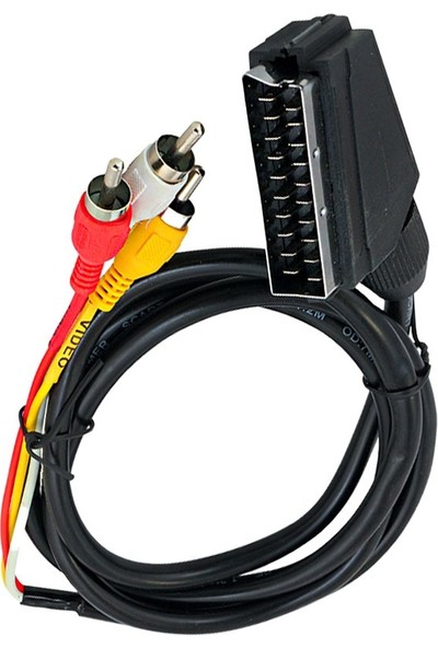 Powermaster Scart 3 Rca Kablo 1.2 Metre 7 mm Siyah Powermaster Scart 3 Rca Kablo 1.2 Metre 7 mm Siyah