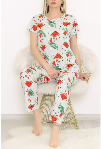 Maysolasta Baskılı Pijama Takımı Mintdesenli - 9085.1287.