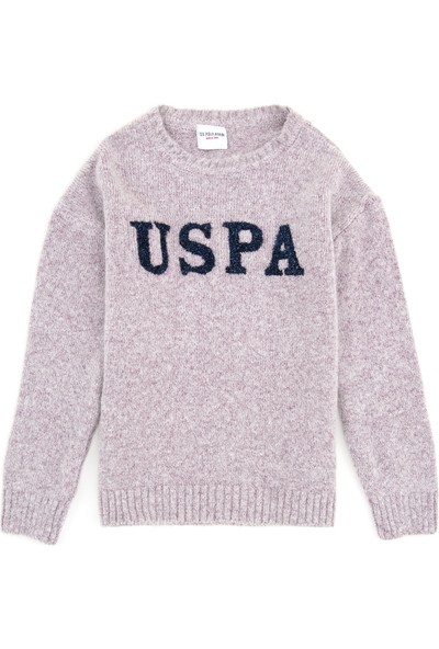 U.s. Polo Assn. Bisiklet Yaka Standart Kalıp Düz Mor Kız Çocuk Kazak