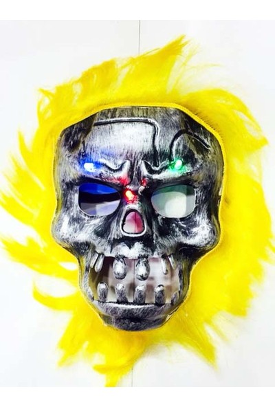 Nefertiya Cadılar Bayramı Halloween Işıklı Kurukafa Maske Sarı Saçlı Nefertiya Cadılar Bayramı Halloween Işıklı Kurukafa Maske Sarı Saçlı