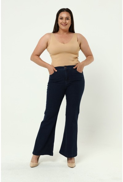 Kadın Ispanyol Paça Ara Beden Kot Pantolon