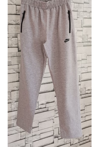 Kaden Nike Baskılı Düz Paça Yan ve Arka Cepli Orta Gri Eşofman Altı