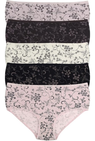 Donella 5'li Renkli Desenli Kadın Büyük Beden Külot - 251250