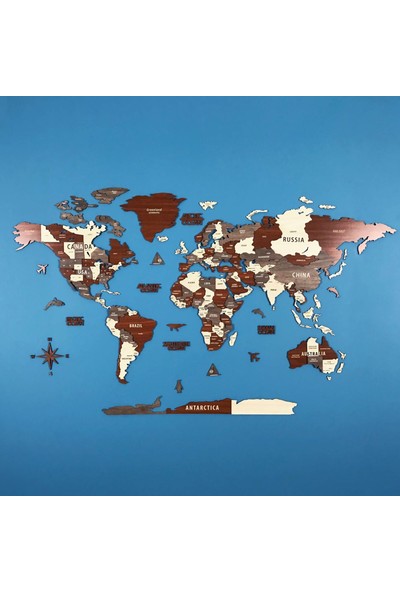 Colorfull World 3D Ahşap Dünya Haritası Çok Katmanlı - Ingılızce Colorfull World 3D Ahşap Dünya Haritası Çok Katmanlı - Ingılızce