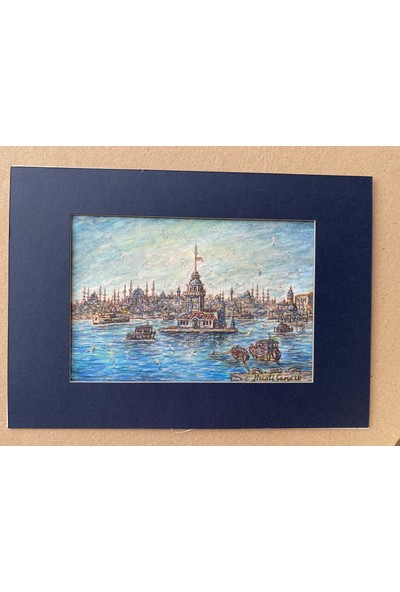 Istanbul, Kız Kulesi, Tablo, Dekoratif, Hediye, El Emeği (Çerçevesiz)