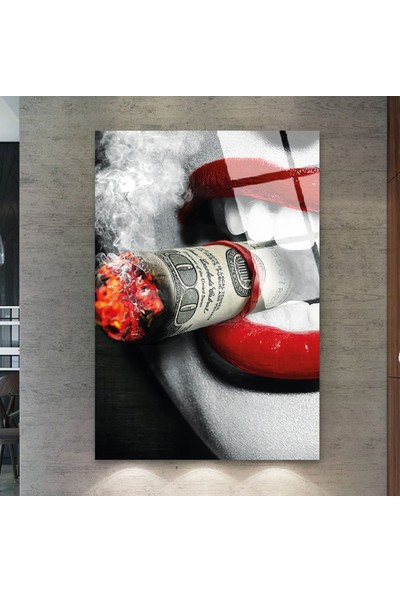 Dekorvia Kırılmaz Cam Dolar Dudak Tablo Dekorvia Kırılmaz Cam Dolar Dudak Tablo