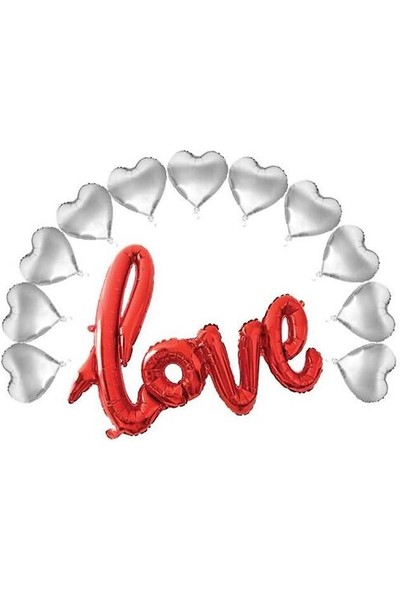 11 Kalpli Love Folyo Balon Set 10 Inc