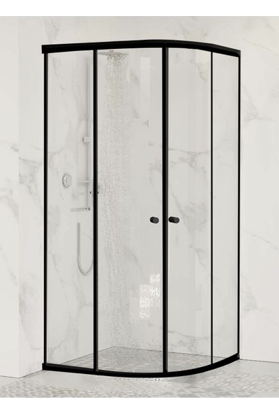 Sanica Magna Kabin Oval Siyah Şerit Desen Şeffaf 4mm 80 x 80 cm Sanica Magna Kabin Oval Siyah Şerit Desen Şeffaf 4mm 80 x 80 cm