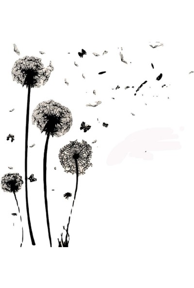 Tulip House 2 Adet Yapışkanlı Duvar Stickerı - Siyah (Yurt Dışından)