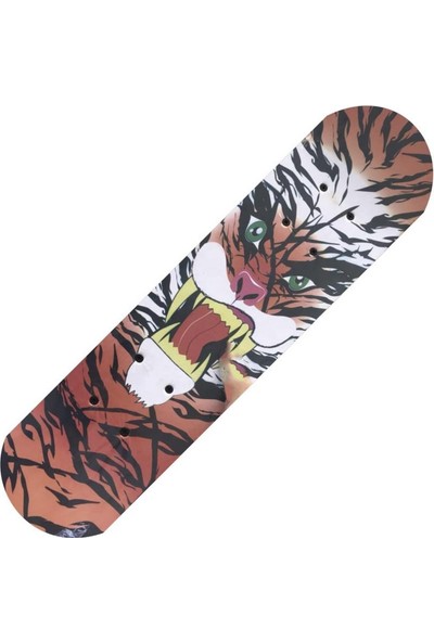 Kaymaz Yüzey 60CM Skate Boy Çift Tarafı Desenli ve Kaplan Baskılı Silikontekerli Kaykay Skateboard