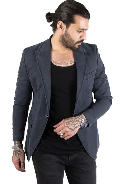 Deepsea Lacivert Kendinden İplik Örgü Desenli Tek Düğme-Tek Yırtmaç Blazer Erkek Ceket 1801832 Deepsea Lacivert Kendinden İplik Örgü Desenli Tek Düğme-Tek Yırtmaç Blazer Erkek Ceket 1801832