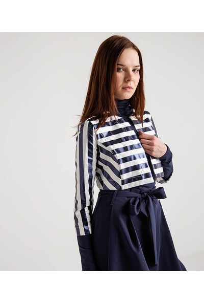 Home Store Bolero Çizgili Metalik Agrafli Sderi - Lacivert Home Store Bolero Çizgili Metalik Agrafli Sderi - Lacivert