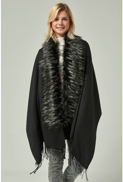 Home Store Panco Kürklü Püsküllü - Siyah Home Store Panco Kürklü Püsküllü - Siyah