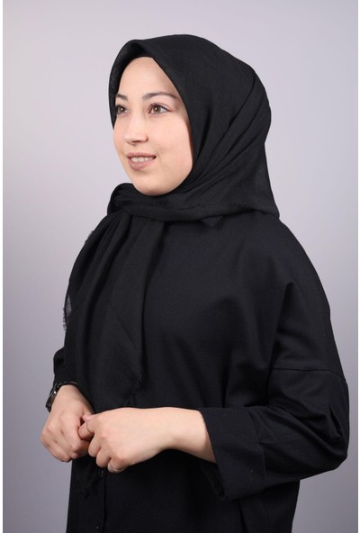Firuze Düz Renk Keten Flamlı Eşarp - Desen-01 Firuze Düz Renk Keten Flamlı Eşarp - Desen-01