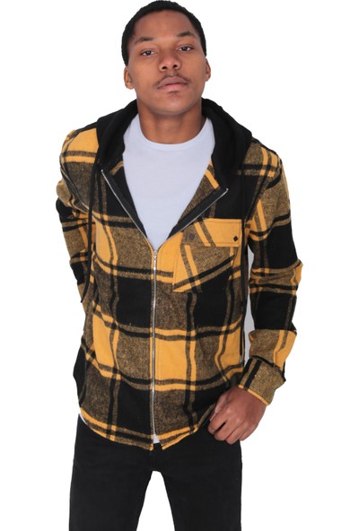 Five Pocket Erkek Fermuarlı Oduncu Gömlek - Sarı