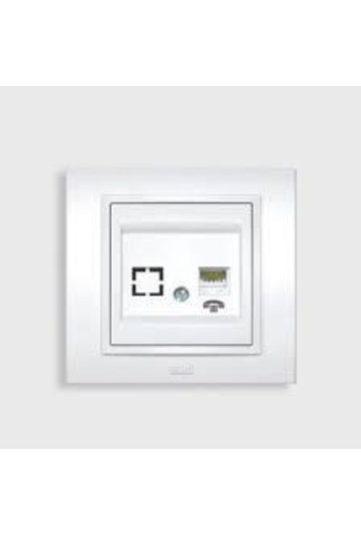 Zena Beyaz Nümeris Telefon Prizi Mekanizma ve Çerçeve