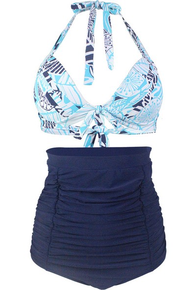 Aimuyu Yüksek Bel Askılı 2 Parça Kadın Bikini - Mavi (Yurt Dışından) Aimuyu Yüksek Bel Askılı 2 Parça Kadın Bikini - Mavi (Yurt Dışından)
