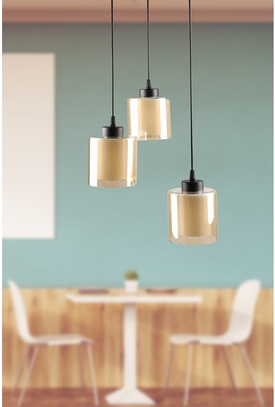 Begüsa Nitra 3.lü Avize Siyah Bal Cam Begüsa Nitra 3.lü Avize Siyah Bal Cam