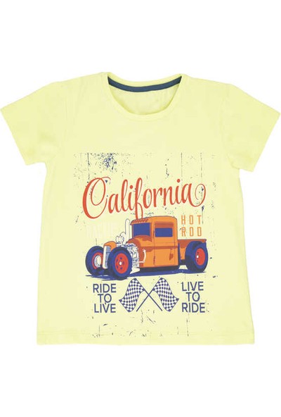 Nexactive Pamuk Erkek Çocuk Kısa Kollu Araba Baskılı Tişört