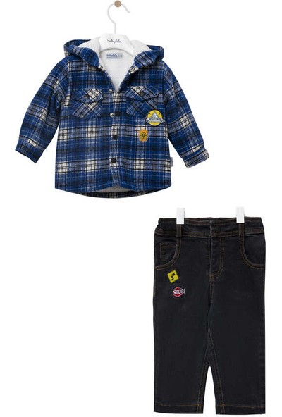 Babydola Erkek Bebek Üst Kapşonlu Kalın Ceket ve Pantolonlu 2'li Takım Babydola Erkek Bebek Üst Kapşonlu Kalın Ceket ve Pantolonlu 2'li Takım