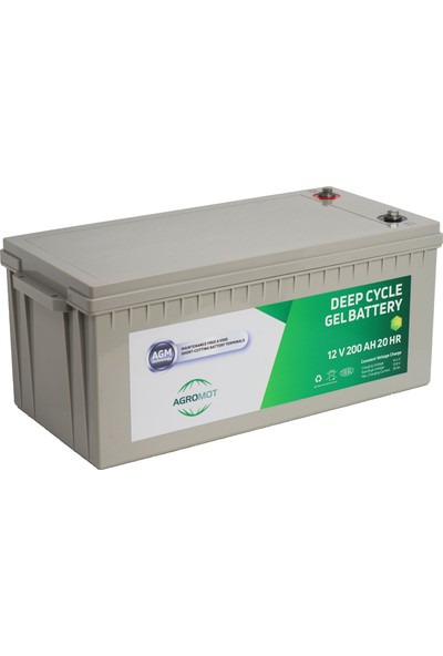 Agromot 12V 200 Ah Jel Akü Deep Cycle Nano Carbon Agm Battery Agromot 12V 200 Ah Jel Akü Deep Cycle Nano Carbon Agm Battery
