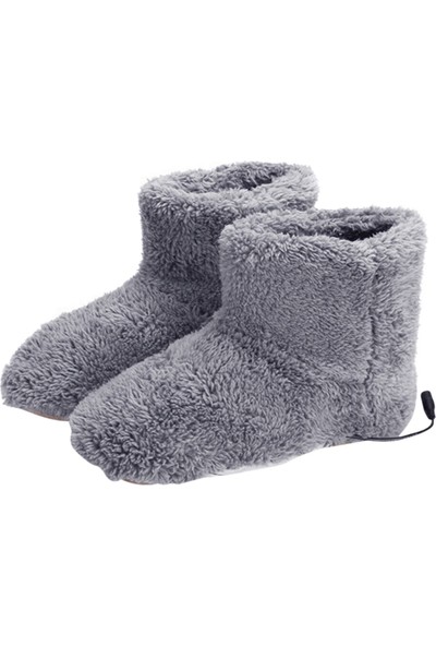 Tenghuishiye Kış USB Isıtıcı Ayak Ayakkabıları Peluş Sıcak Elektrikli Terlik Ayak Isı Erkek/kadın Gri (Yurt Dışından)