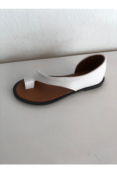 Anıl Kadın Kız Beyaz Başparmak Sandalet Terlik