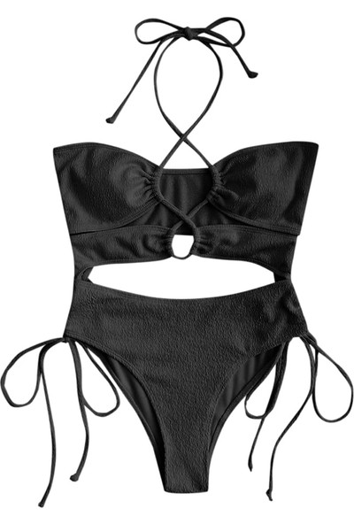 Zaful Kadın Spagetti Kayışlı Bağcıklı Mayo (Yurt Dışından)