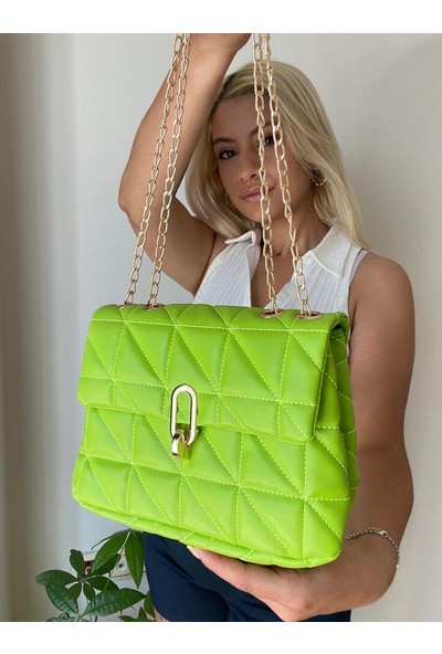 Melecco Kapitone Zincirli Bölmeli Kadın Çanta