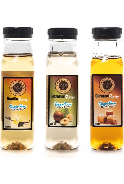 Esperado Kahve Şurup Seti - Vanilya + Fındık + Karamel Şekersiz 3 x 250 ml
