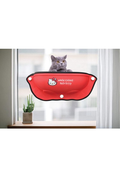 Hello Kıtty Cama Asılan Kedi Yatağı Kırmızı Hello Kıtty Cama Asılan Kedi Yatağı Kırmızı