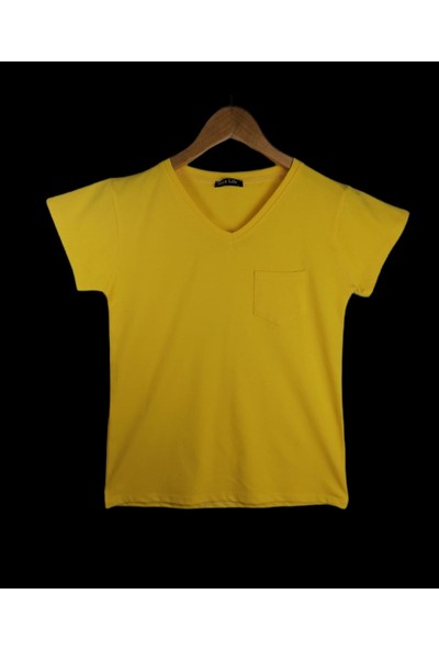 Siya Life Kadın V Yaka Cepli Tişört