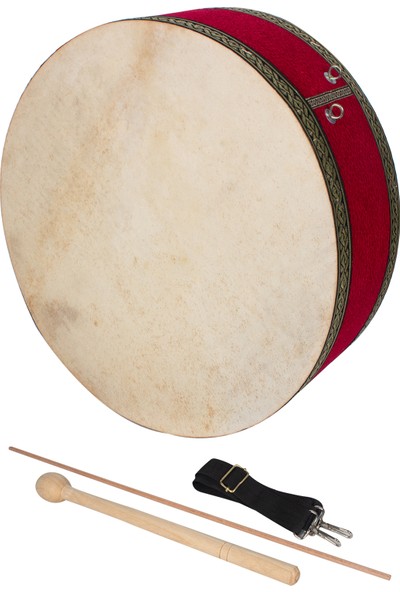 Kına Atölyesi Kadife Kaplı Derili Enstürman Davul 45 Cm