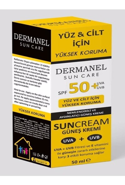 Dermanel Nemlendirici ve Aydınlatıcı Spf 50+ Güneş Kremi 50 ml Dermanel Nemlendirici ve Aydınlatıcı Spf 50+ Güneş Kremi 50 ml