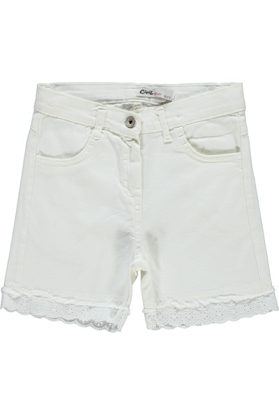 Civil Girls Kız Çocuk Şort 6-9 Yaş Beyaz
